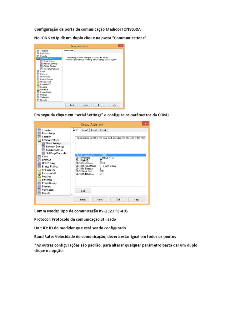 Configuração Da Porta de Comunicação Medidor ION8650A | PDF