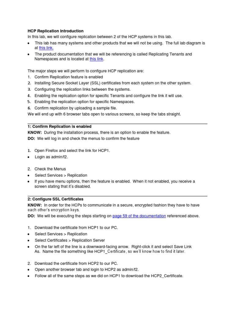 HCP Replication | PDF | Transport Layer Security | Public Key Certificate