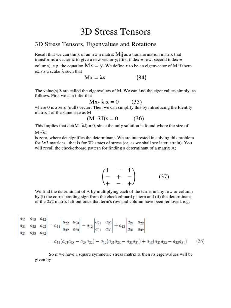 3D Stress Tensors, Eigenvalues and Rotations | PDF | Eigenvalues And ...