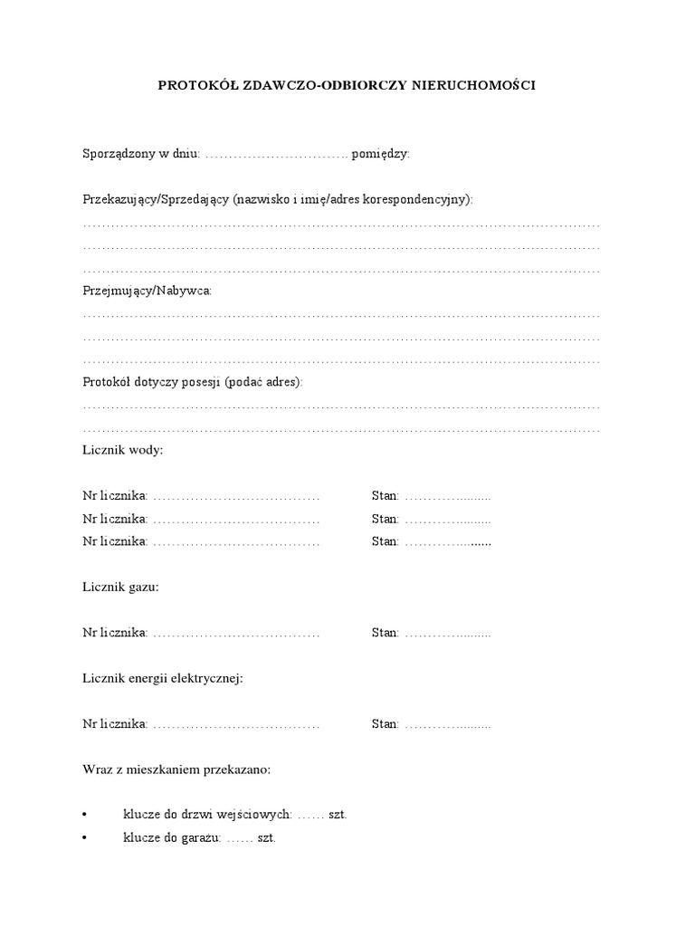 Szkic Do Protokolu Odbioru | PDF