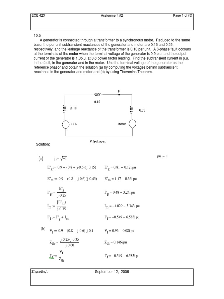 ECE 423 Assignment #2 Fault Current Calculations | PDF | Electrical ...