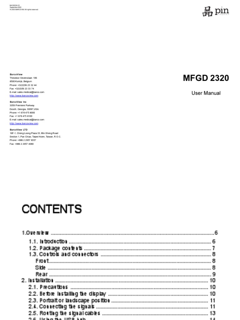 Barco Manual | PDF | Menu (Computing) | Ac Power Plugs And Sockets