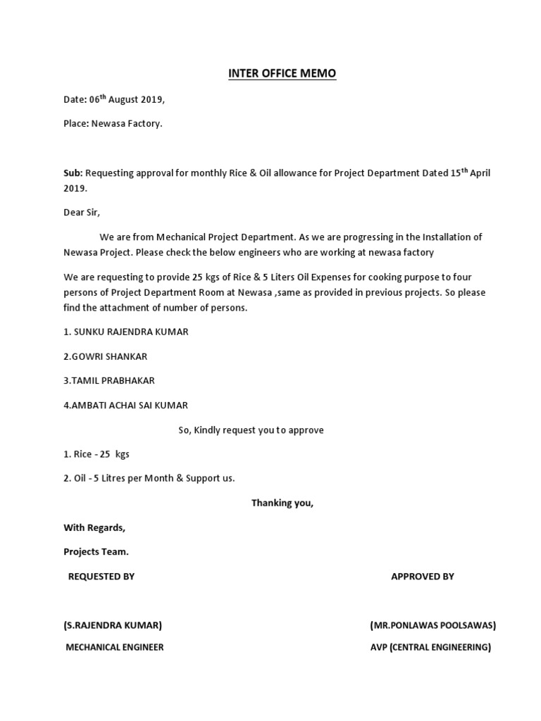 Inter Office Memo | PDF | Home & Garden | Science & Mathematics