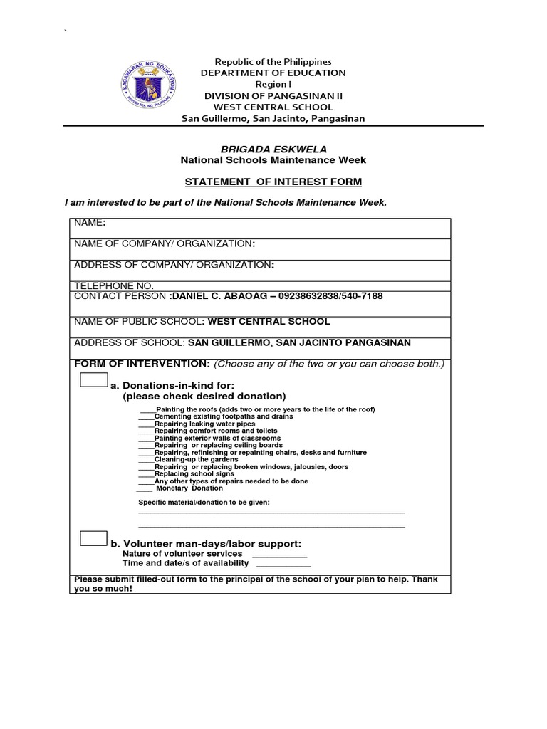 Statement of Interest Form | PDF