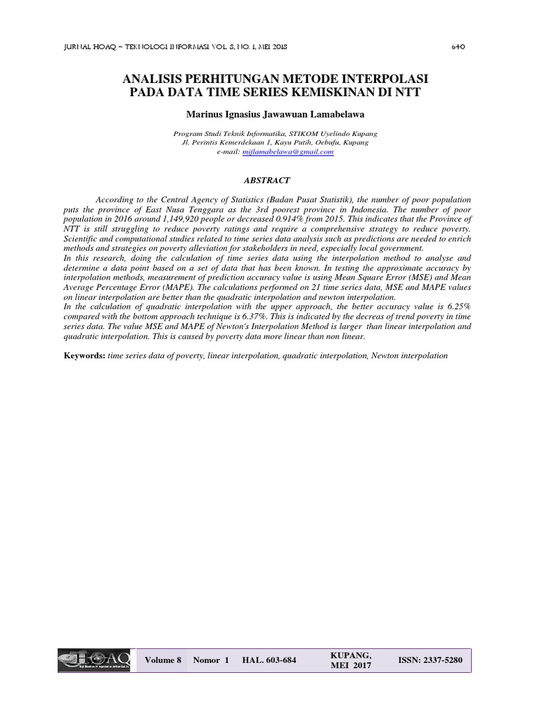 Analisis Perhitungan Metode Interpolasi | PDF | Interpolation | Mean ...