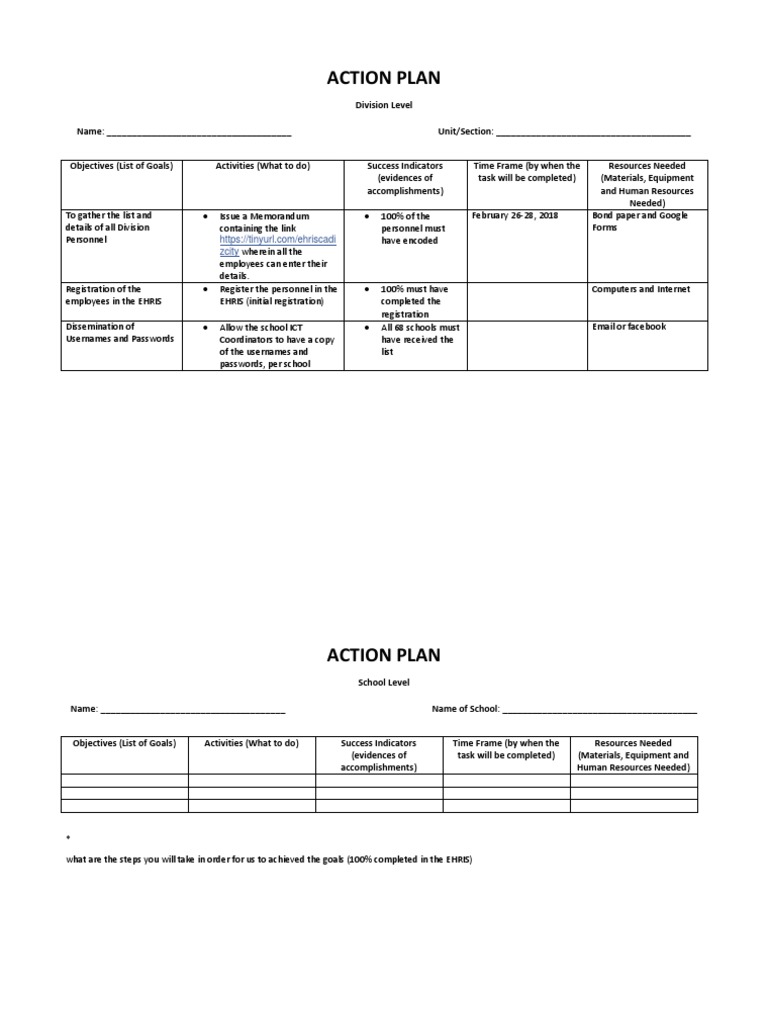 Ehris Action Plan | PDF | Information Age | Information Technology