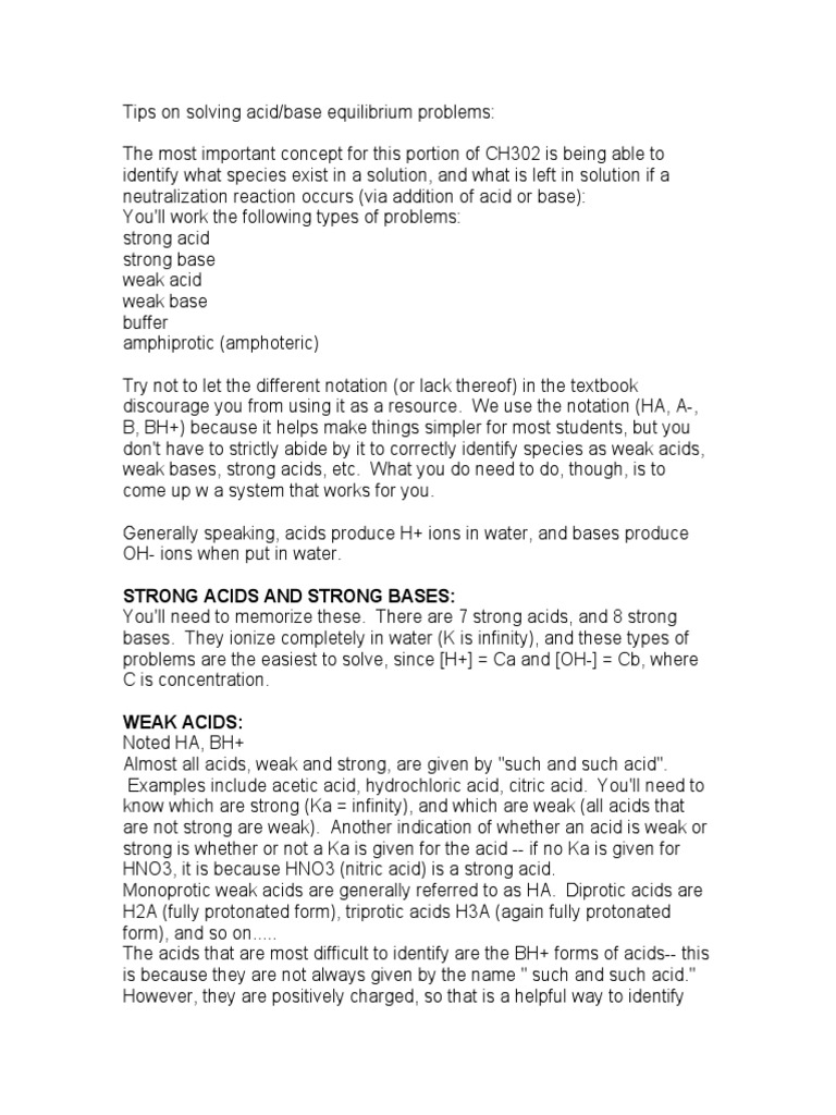 Acid Base Notes | PDF | Acid | Buffer Solution