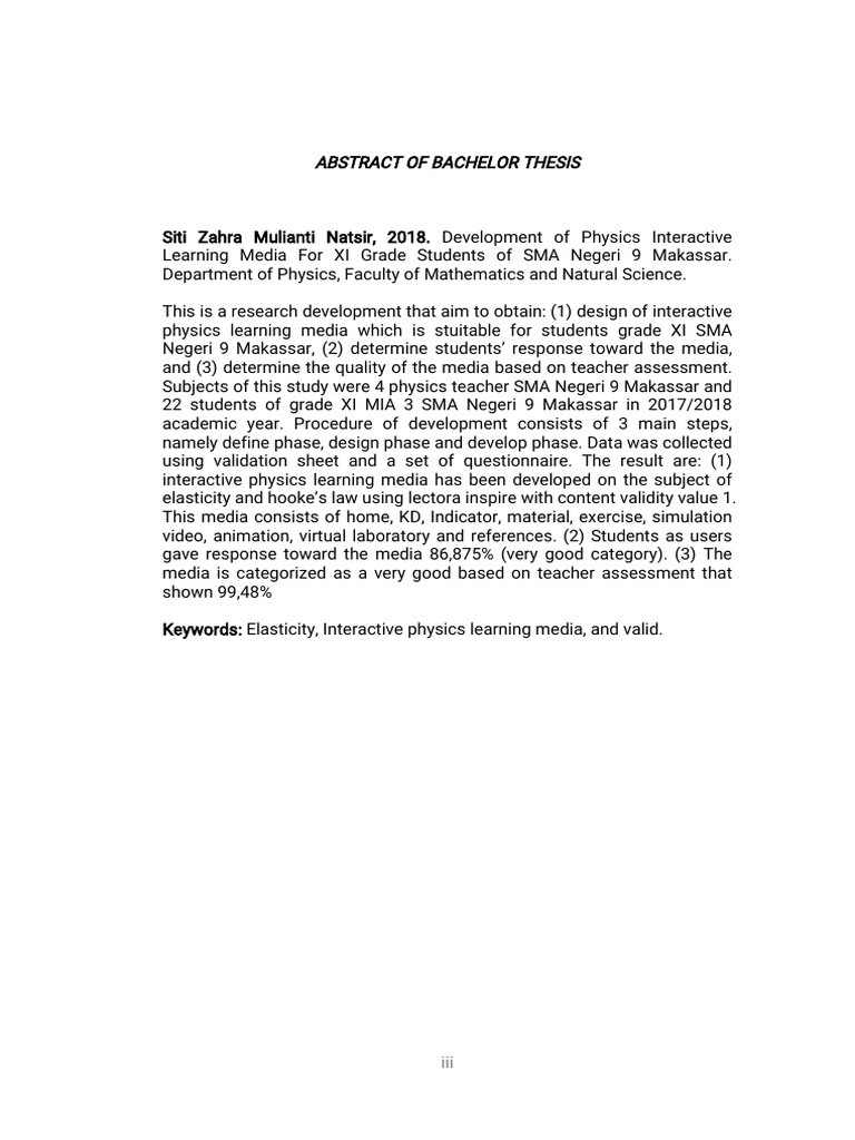 Abstract of Bachelor Thesis | PDF