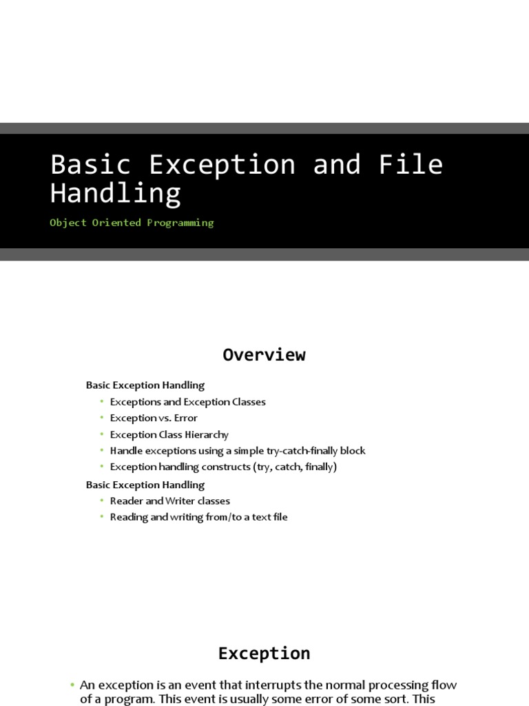 Exception and File Handling Basics | PDF | String (Computer Science ...