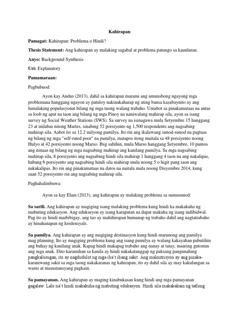 Kahirapan Synthesis | PDF