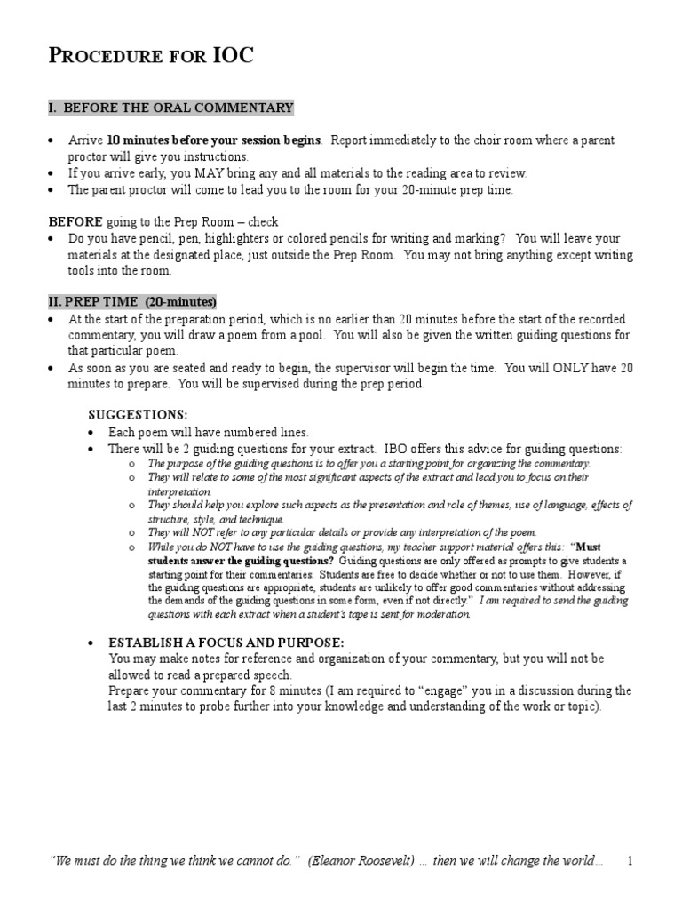 Procedure For IOC | PDF | Irony | Poetry