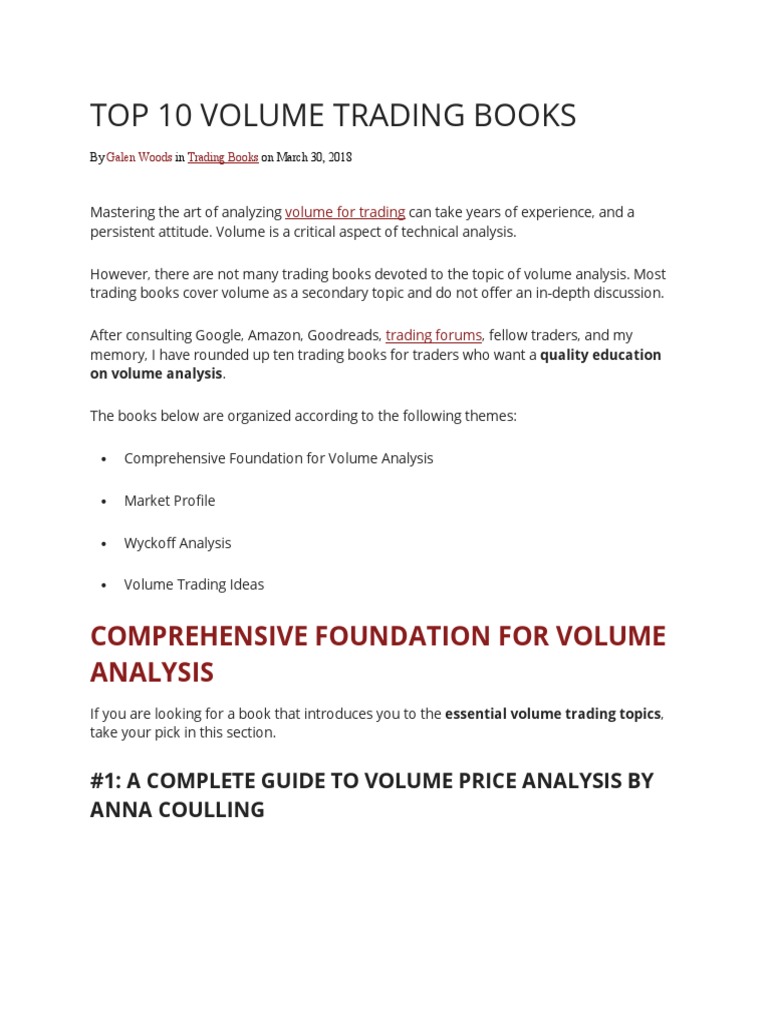 Top 10 Books On Volume | PDF | Technical Analysis | Financial Markets