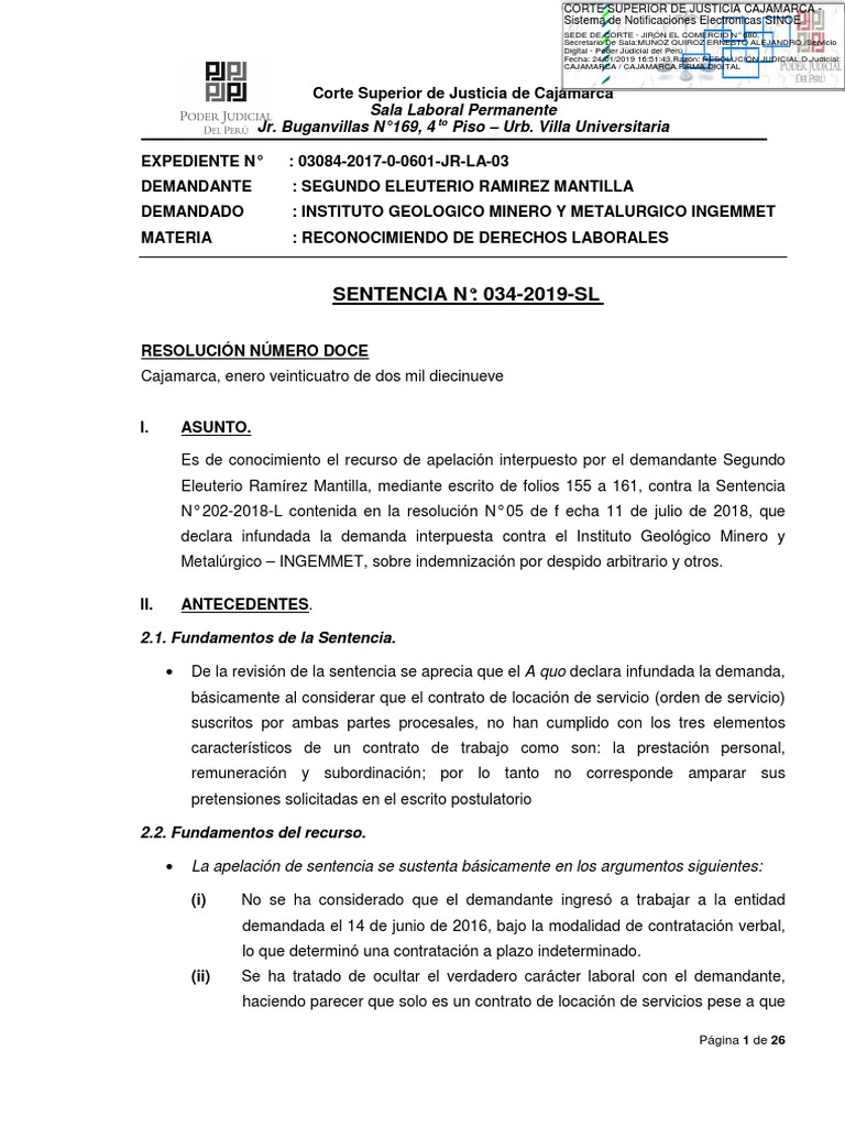 Sentencia Laboral | PDF | Ley procesal | Evidencia (ley)