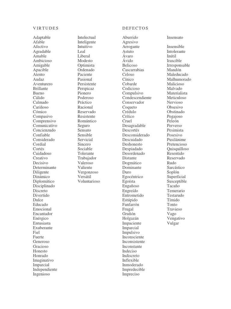 Virtudes y defectos