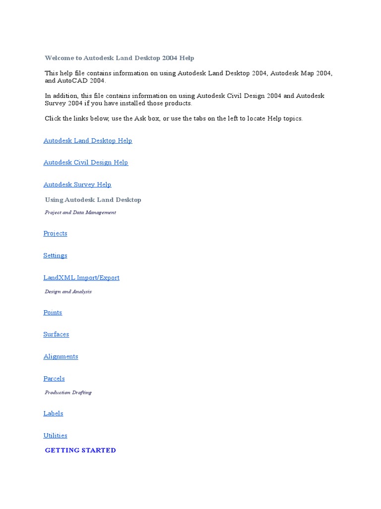 Welcome To Autodesk Land Desktop 2004 Hel1 | PDF | Auto Cad | Menu ...