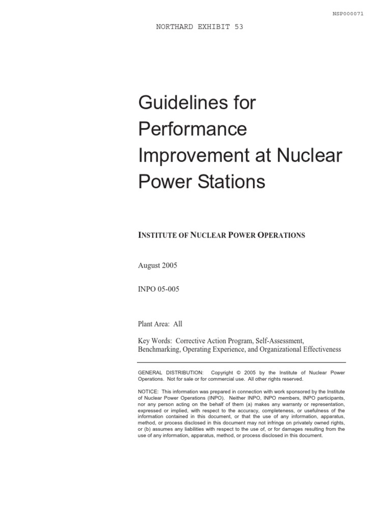 INPO Guidelines For Performance Improvement at NPP | PDF | Performance ...