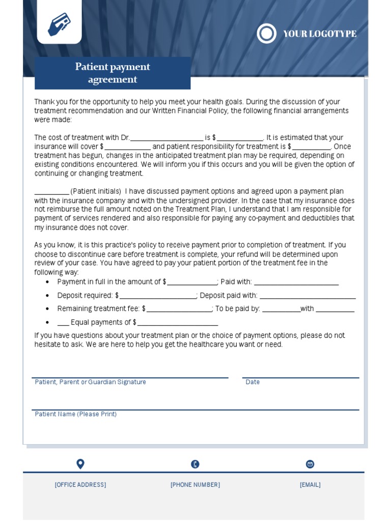 Patient Payment Agreement: Patient, Parent or Guardian Signature Date ...