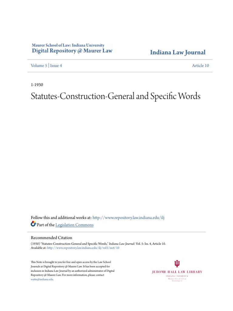 Statutory Construction in Indiana Law | PDF | Statutory Interpretation ...