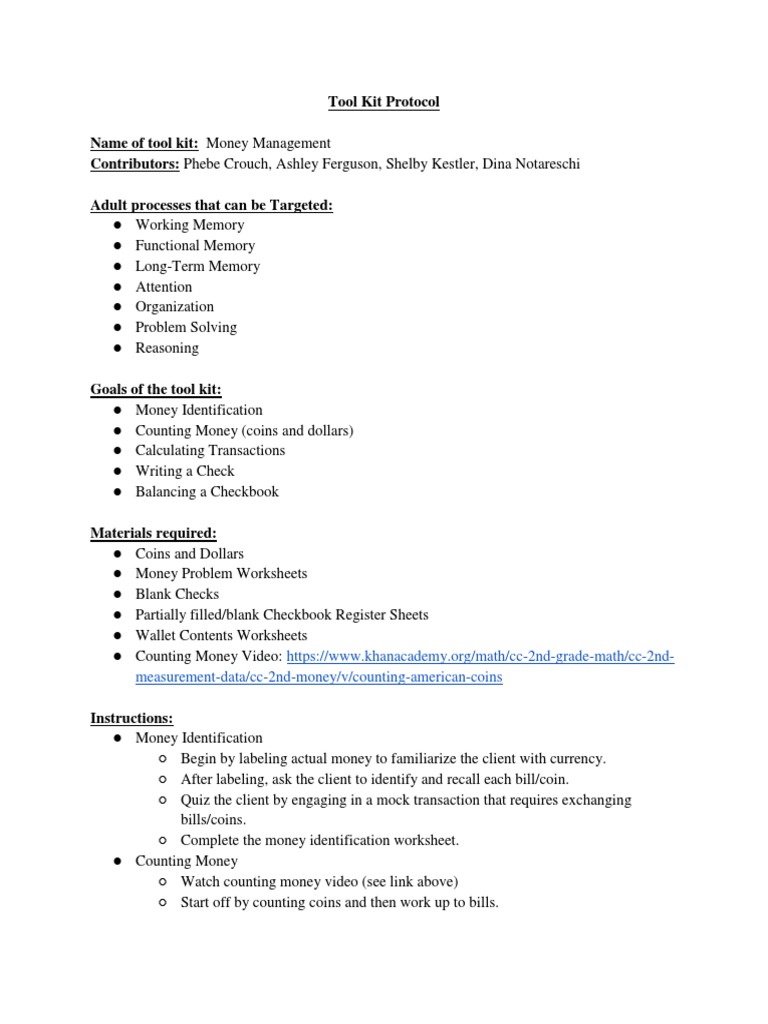 Money Management | PDF | Money | Working Memory