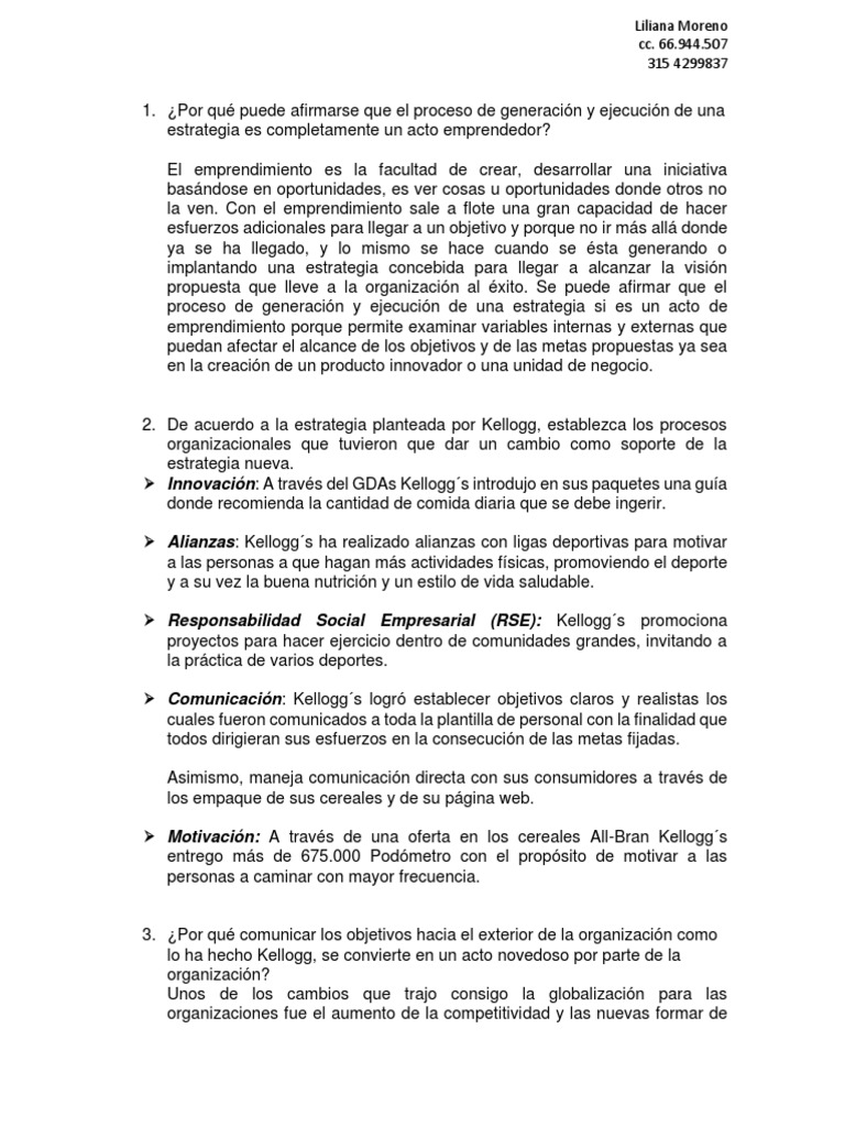 Caso Practico Kellogg S | PDF | Iniciativa empresarial | Los consumidores