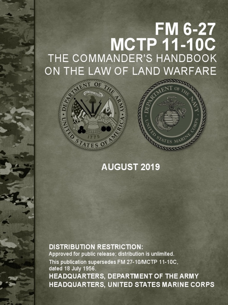 The Commander's Handbook On The Law of Land Warfare - Army Field Manual ...