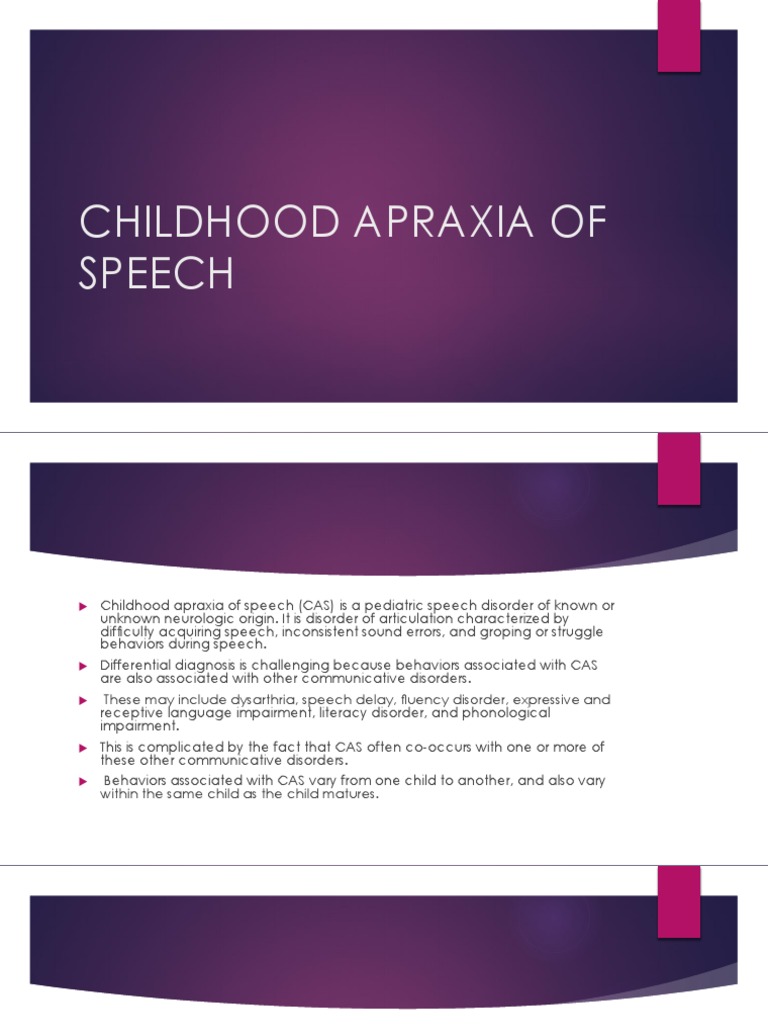 Childhood Apraxia of Speech | PDF | Speech | Stress (Linguistics)