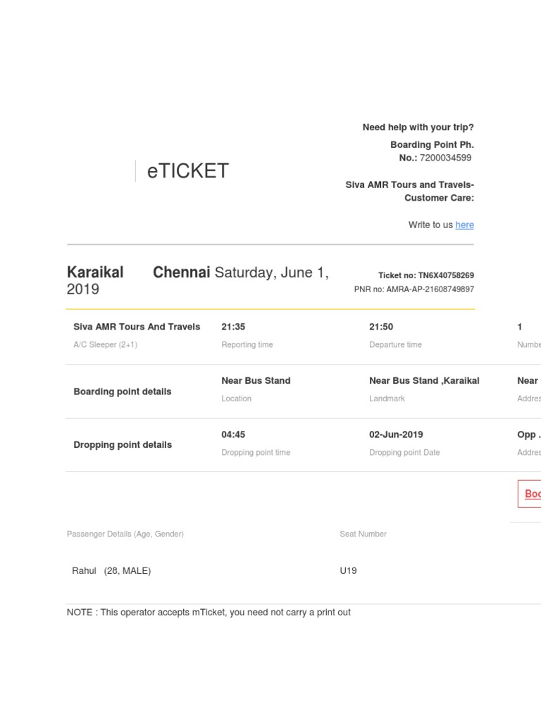 Red Bus Ticket | PDF | Ticket (Admission) | Baggage