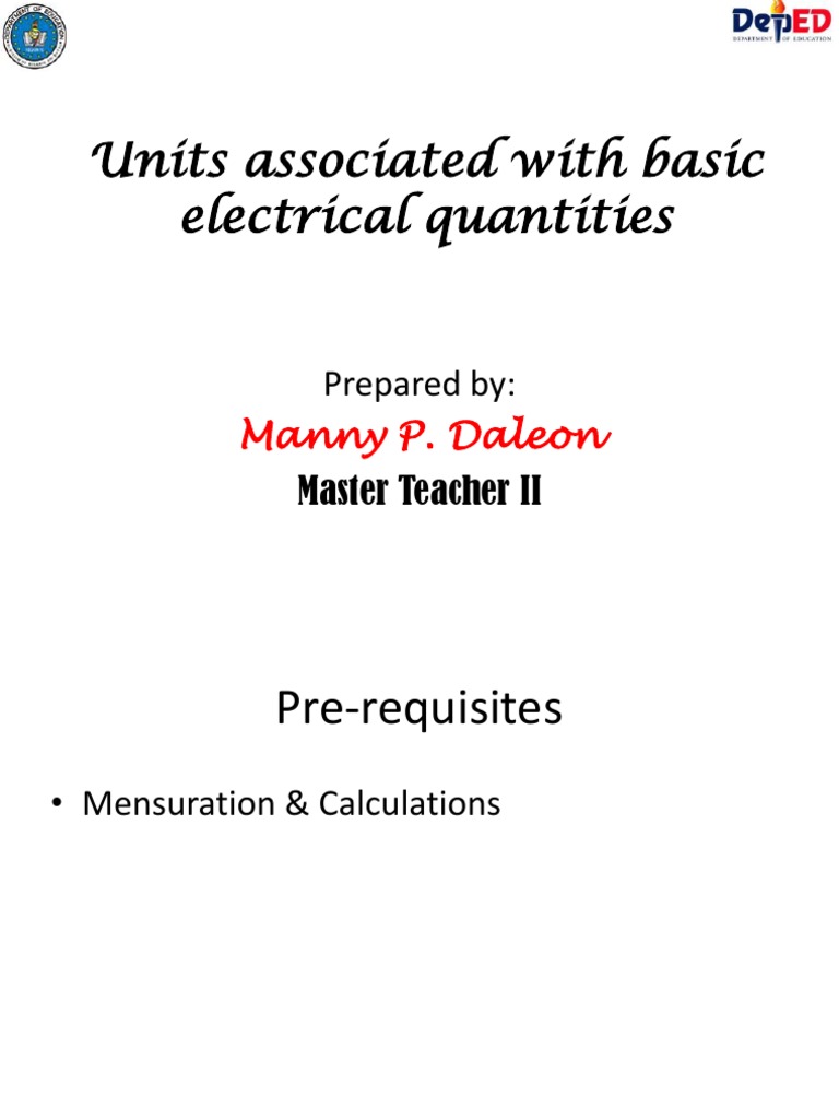 Units Associated With Basic Electrical | PDF | Volt | International ...