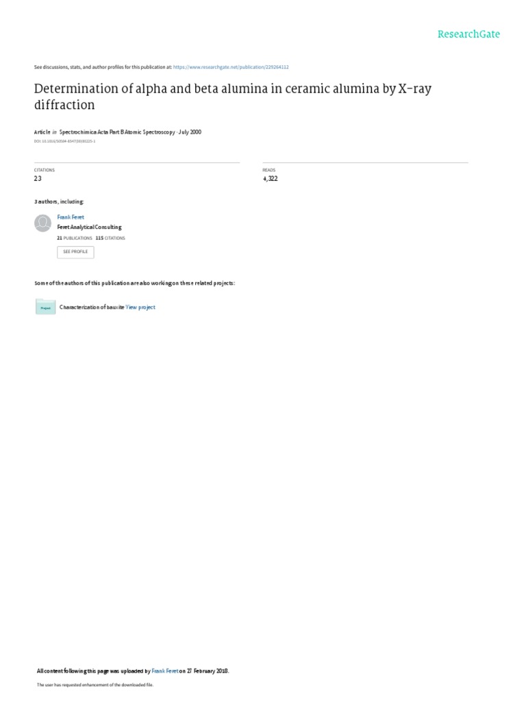 Alpha and Beta Alumina by X RD | PDF | X Ray Crystallography ...
