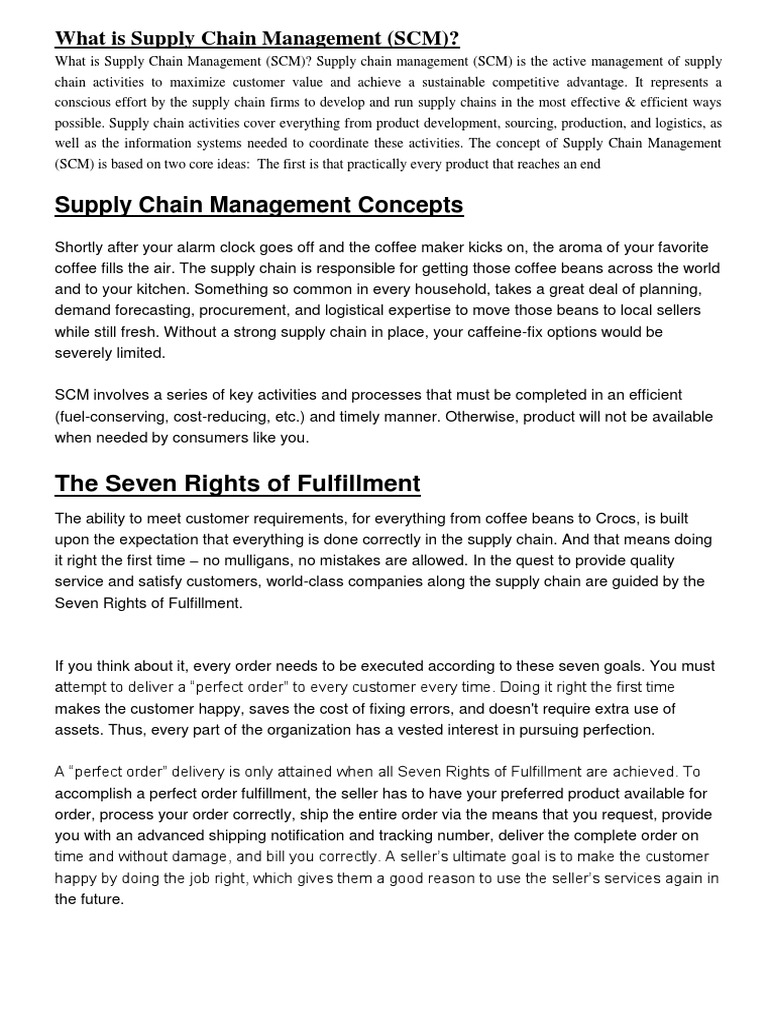 Supply Chain Management | PDF | Logistics | Supply Chain