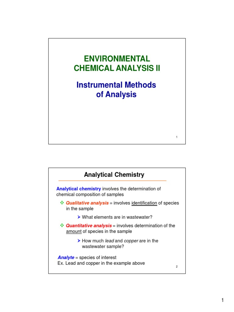 Instrumental Methods for Environmental Chemical Analysis | PDF ...