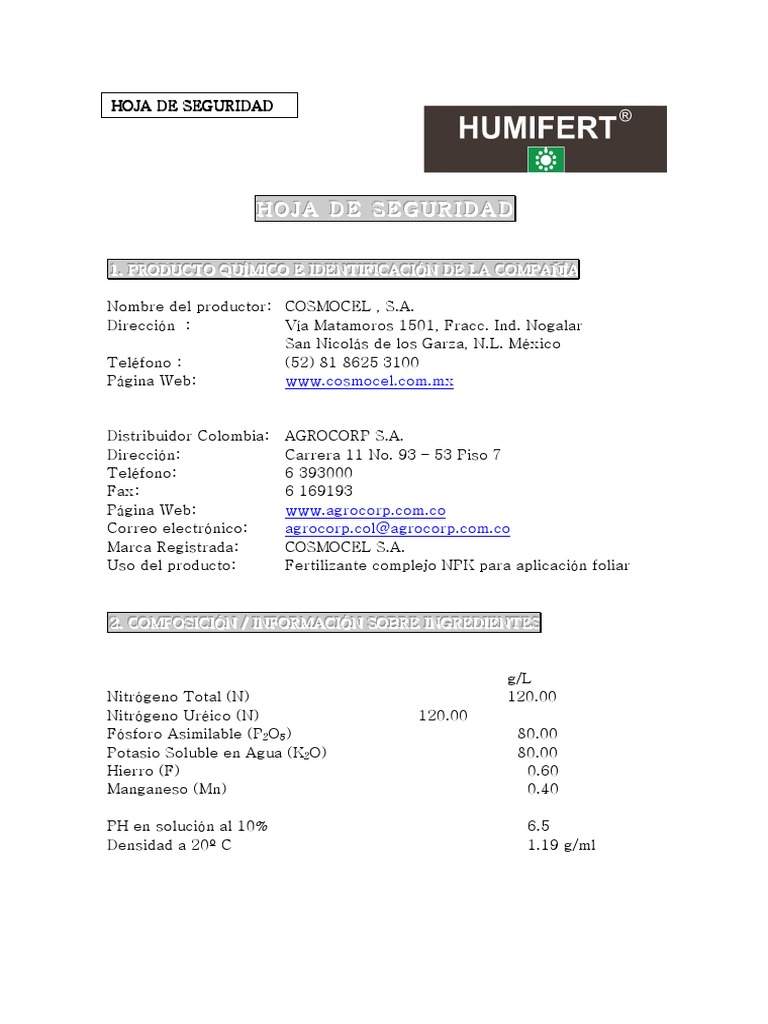 Humifert | PDF | Agua | Química