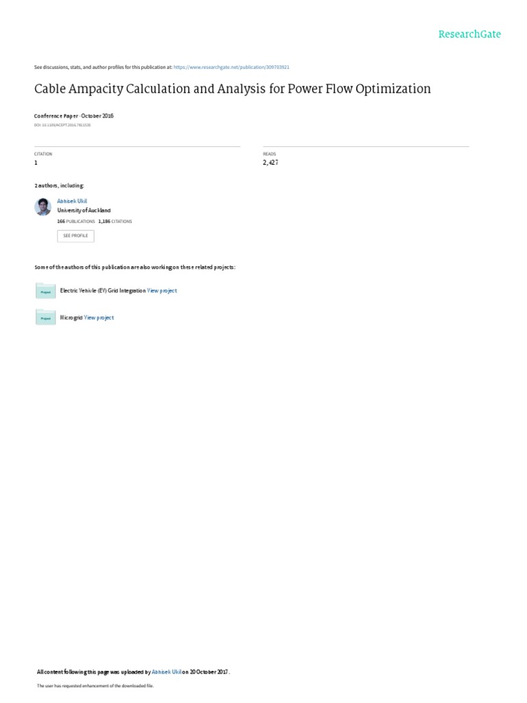 Cable Ampacity And Analysis Pdf Electrical Resistivity And
