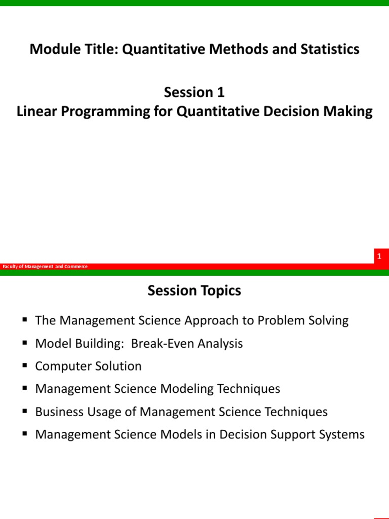 Session 1 Introduction And Graphical Method To Solve Lpp Pdf Mathematical Optimization
