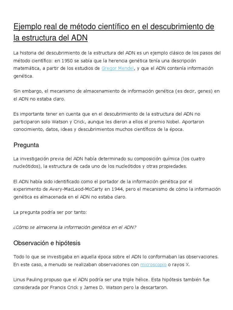 Ejemplo Real de Método Científico en El Descubrimiento de La Estructura Del ADN | PDF | Francis ...