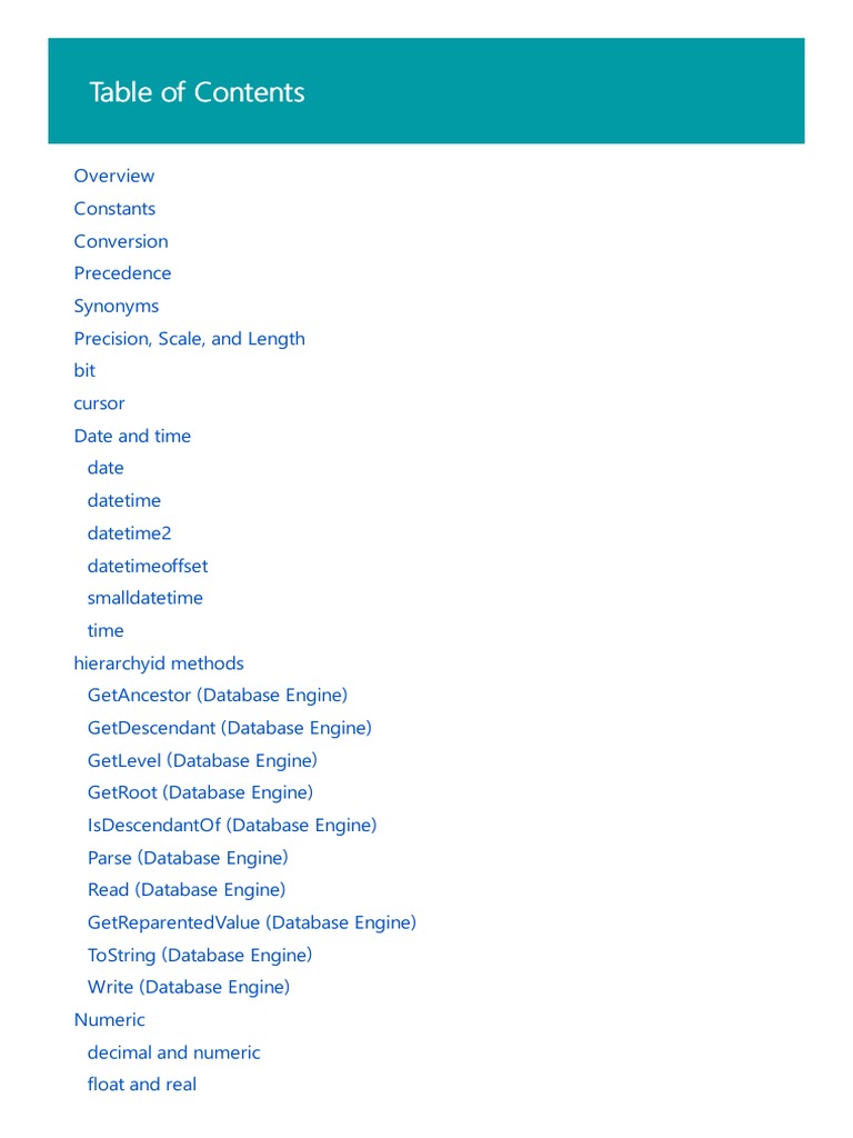 Data Types | PDF | Microsoft Sql Server | Integer (Computer Science)