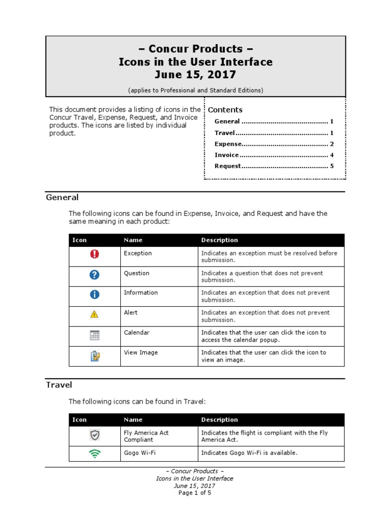 Concur User Interface Icons | PDF | Icon (Computing) | Optical ...