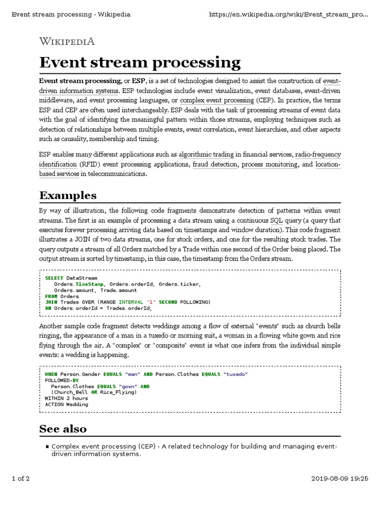 Event Stream Processing | PDF | Systems Engineering | Data