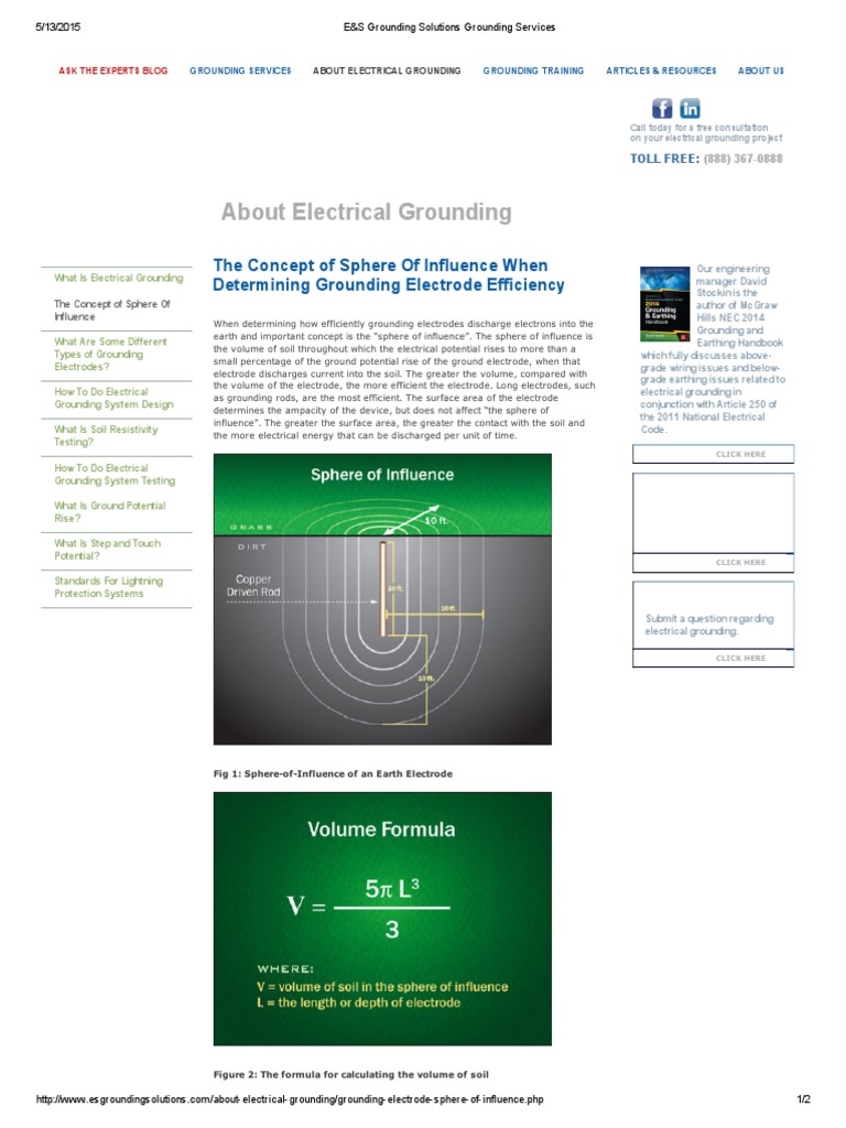 About Electrical Grounding: The Concept of Sphere of Influence When ...