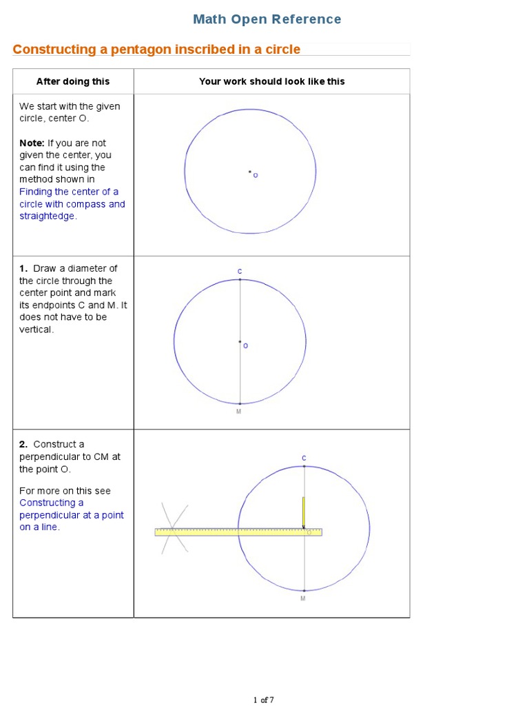 Constructing a Pentagon in a Circle | PDF | Circle | Classical Geometry