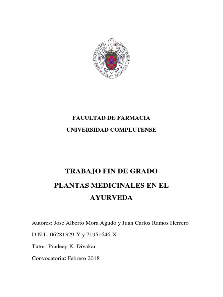 TFG Final | PDF | Ayurveda | Plantas medicinales