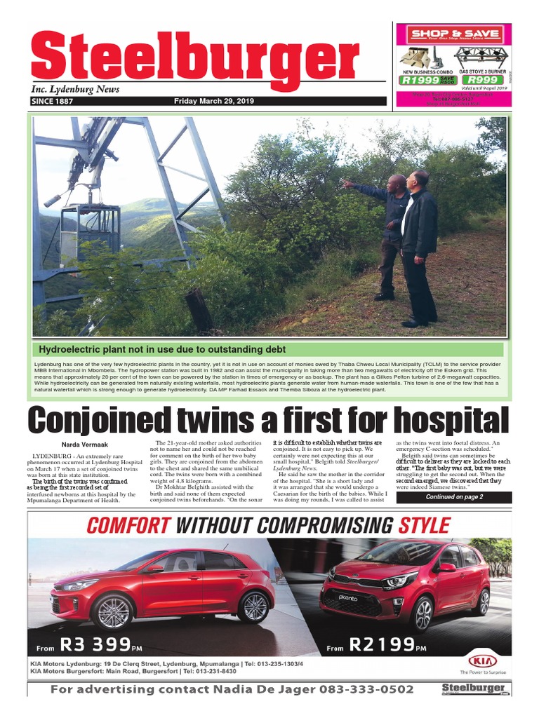 Steelburger News 29 March 2019 | PDF | Conjoined Twins | Hydroelectricity