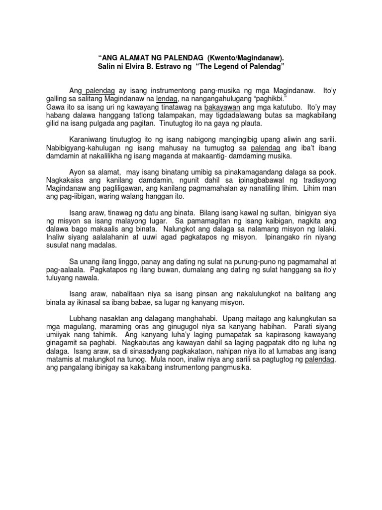 Alamat NG Palendag | PDF
