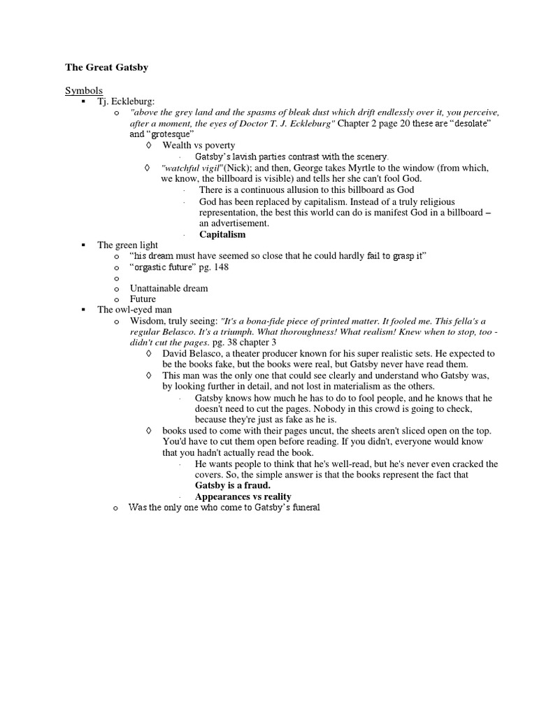 The Great Gatsby Analysis | PDF | The Great Gatsby