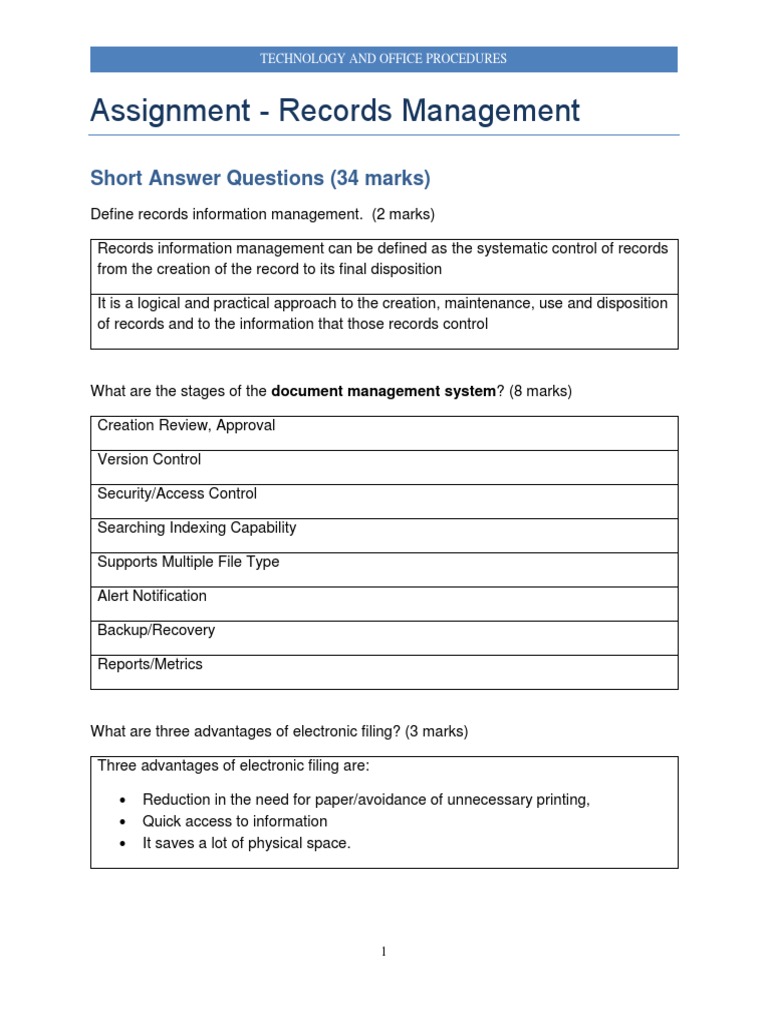 Assignment 7 Managing Records Angela Creagmile | PDF | Data Management ...