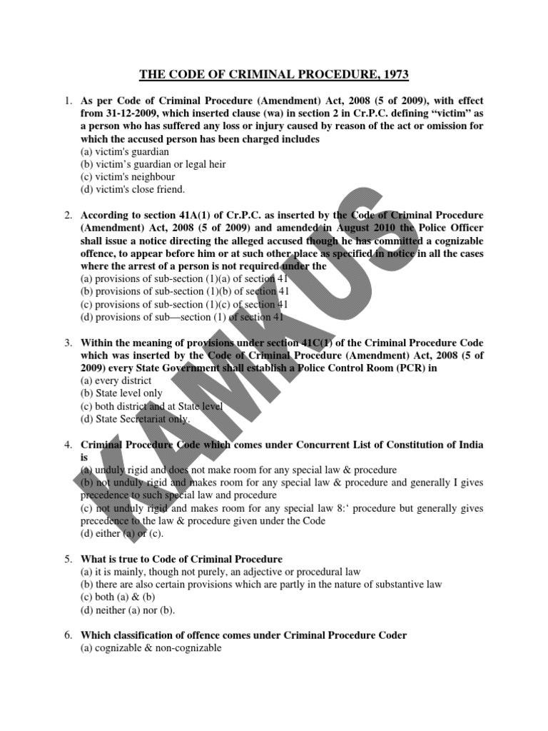 CRPC MCQs | PDF | Bail | Magistrate