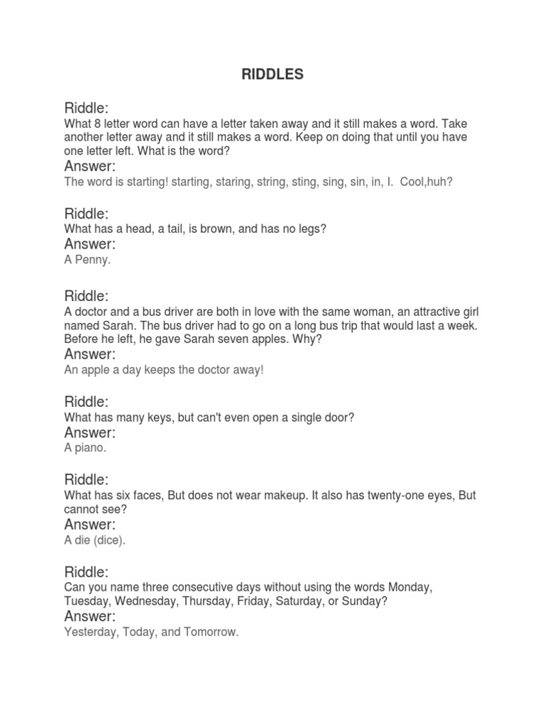 Riddles | PDF | Foreign Language Studies