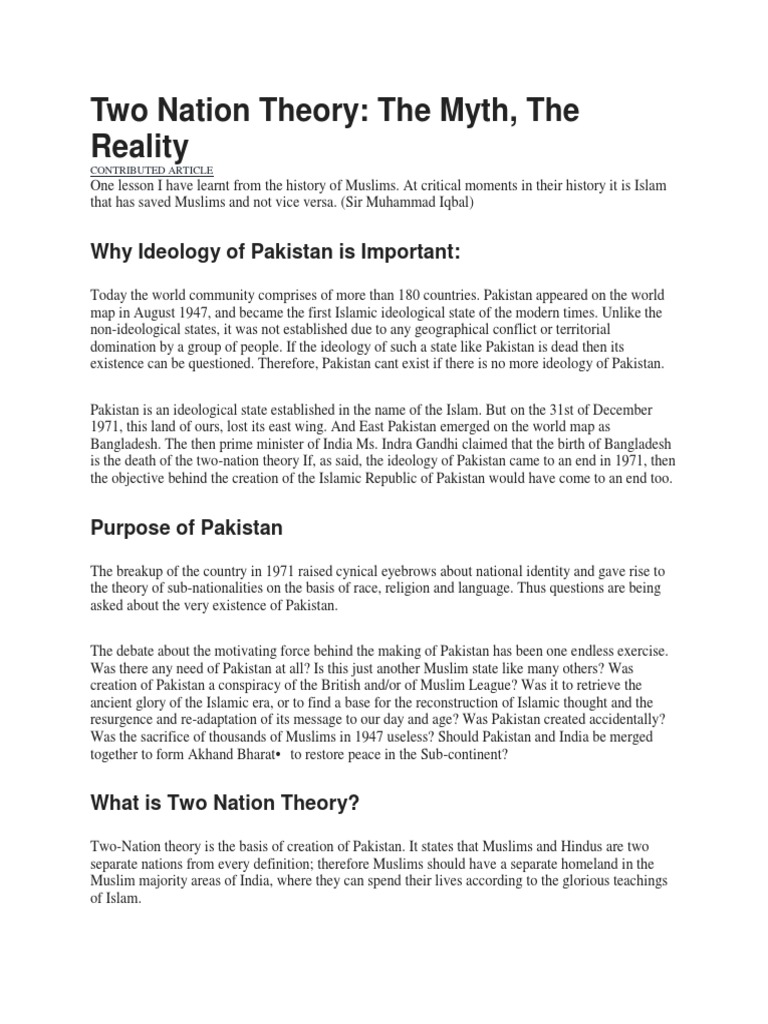 Two Nation Theory - Docx Narrative | PDF | Muhammad Ali Jinnah ...
