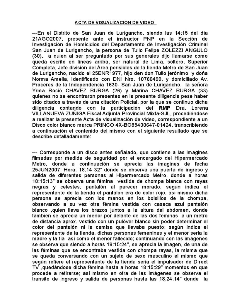 Acta de Visualizacion de Video | PDF | Ropa | Violencia Acta de Visualizacion de Video | PDF | Ropa | Violencia