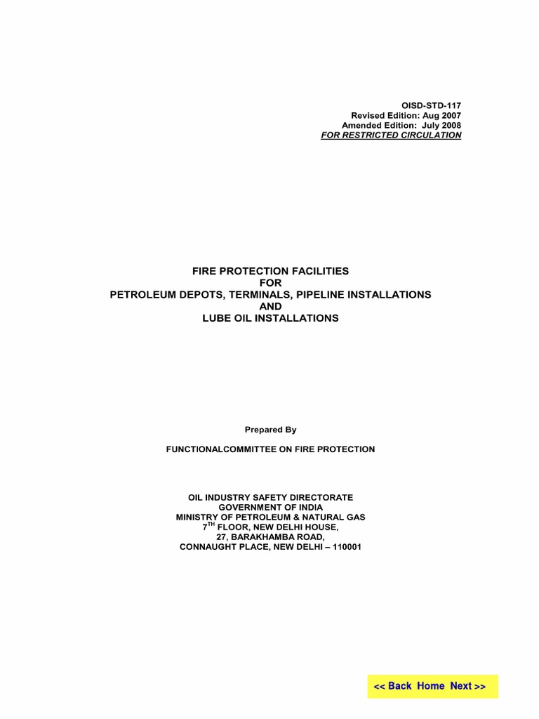 OISD-STD-118 - Fire Protection For Terminal - Indian Code PDF | PDF | Pump | Pipeline Transport